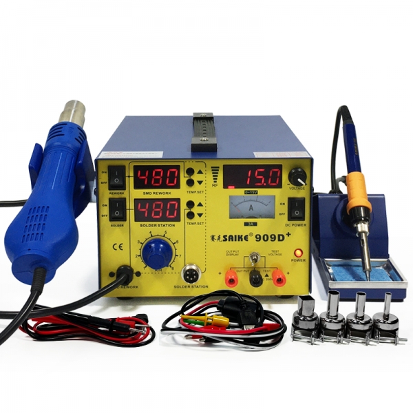 SAIKE 909D+ Hot air soldering station with DC Power Supply 15V 3A ...